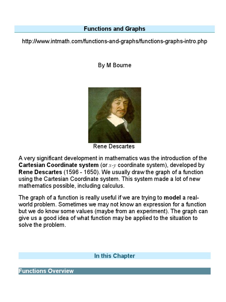 Functions and Graphs Intmath | PDF | Variable (Mathematics) | Function ...