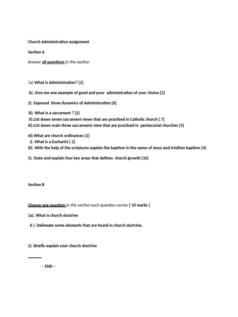 Church Administration Assignment | PDF