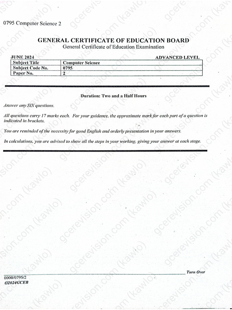 Al 2024 Computer Science 2 Copy (1) | PDF