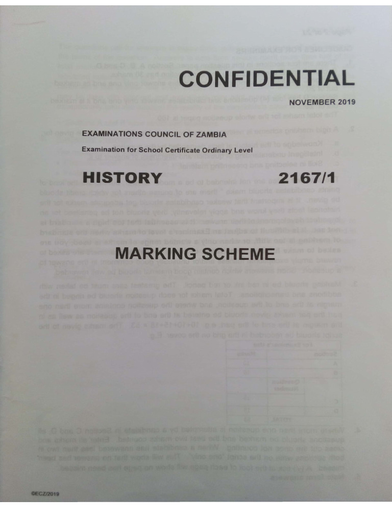 2019 P1 History Marking Scheme | PDF