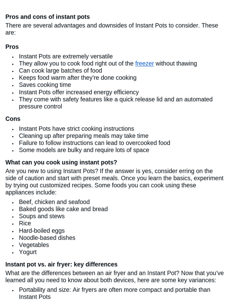 Insta Pot vs Air Fryer | PDF
