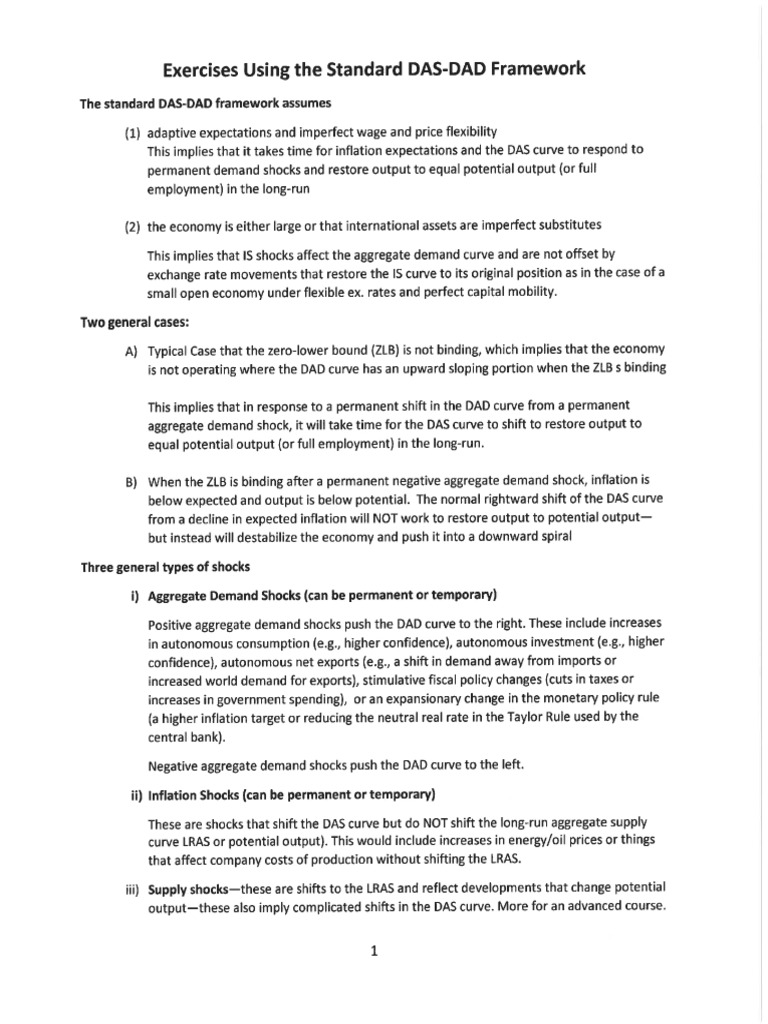 Econ251 Fall 2025 26 Exercises Using The Standard DAS-DAD Framework | PDF
