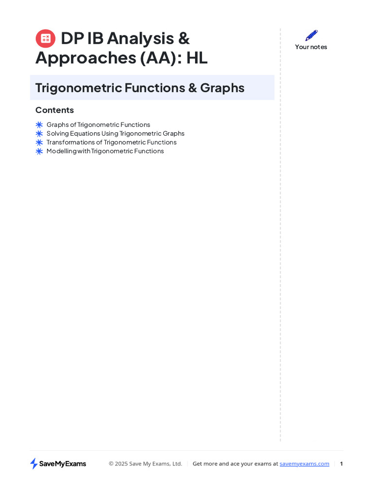 Trigonometric Functions & Graphs | PDF | Trigonometric Functions ...