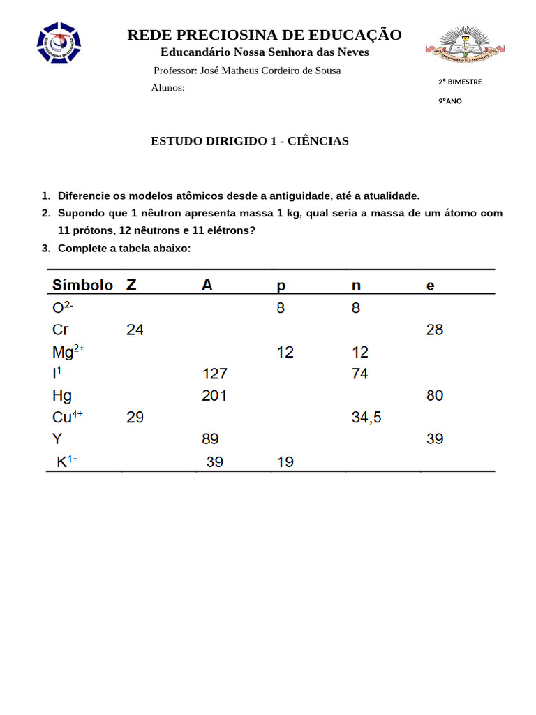 Estudo Dirigido 1 - 2º Bimestre | PDF