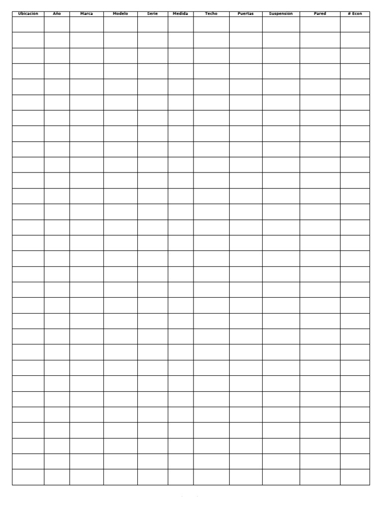Inventory Blank Table | PDF