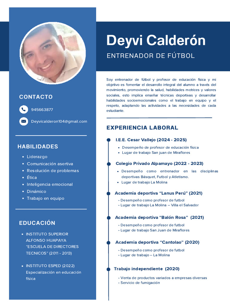 CV - Deyvi Calderón Espinoza | PDF | Maestros | Aprendizaje