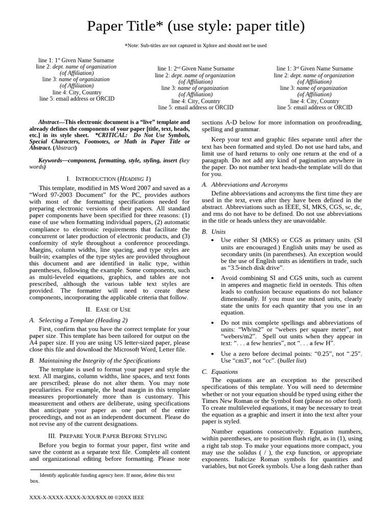 Format for Research Paper | PDF | International System Of Units | Bracket