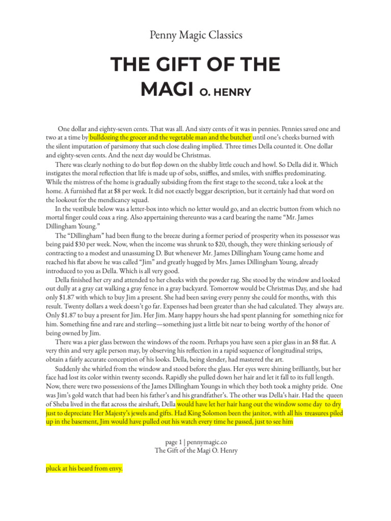 Lucas Heinz - The+Gift+of+the+Magi - Printable+PDF | PDF