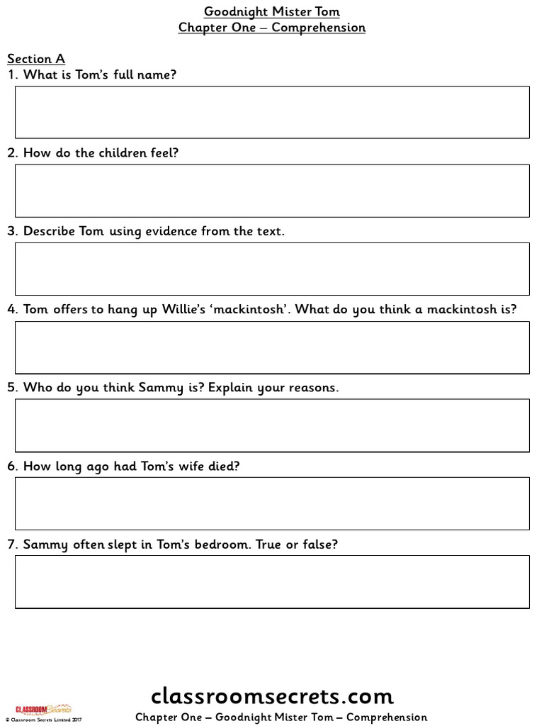 Goodnight MR Tom Questions | PDF