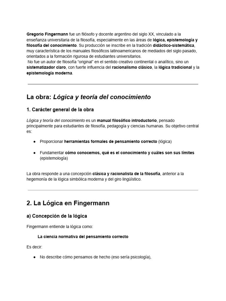 Gregorio Fingermann | PDF | Lógica | Epistemología