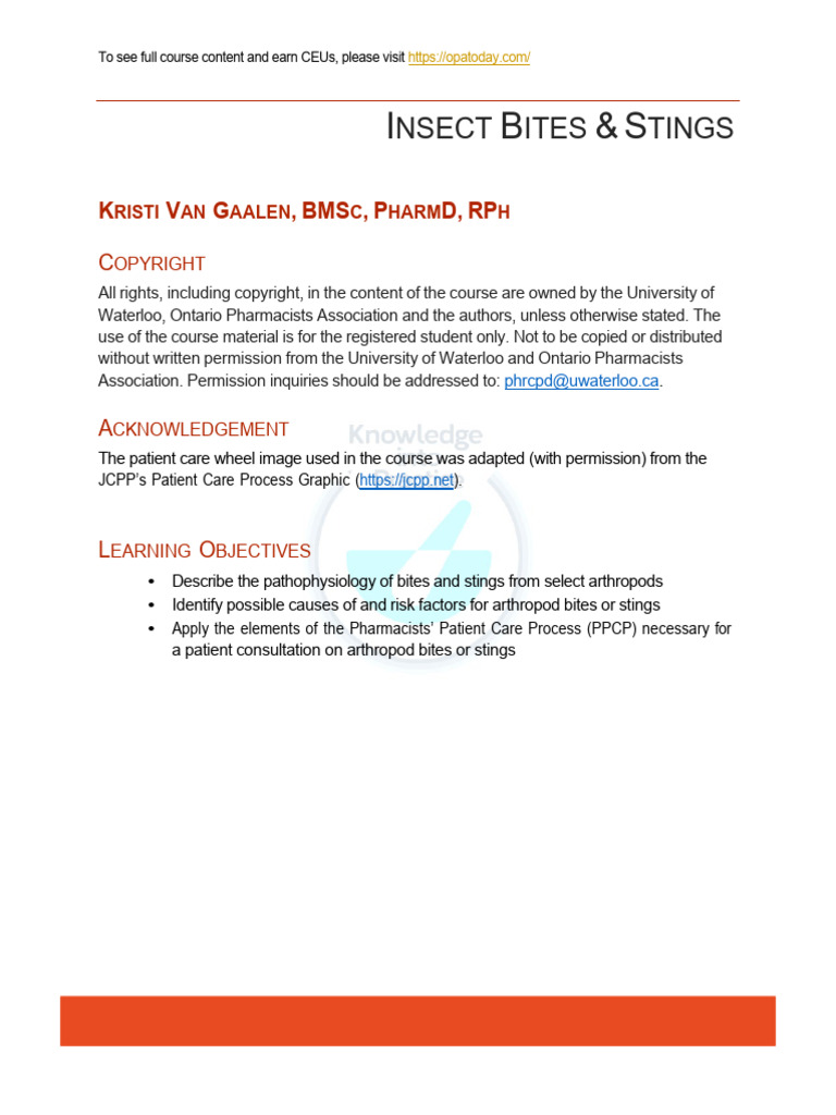 Insect Bites Stings - Handout July 2023 | PDF | Lyme Disease | Medical ...