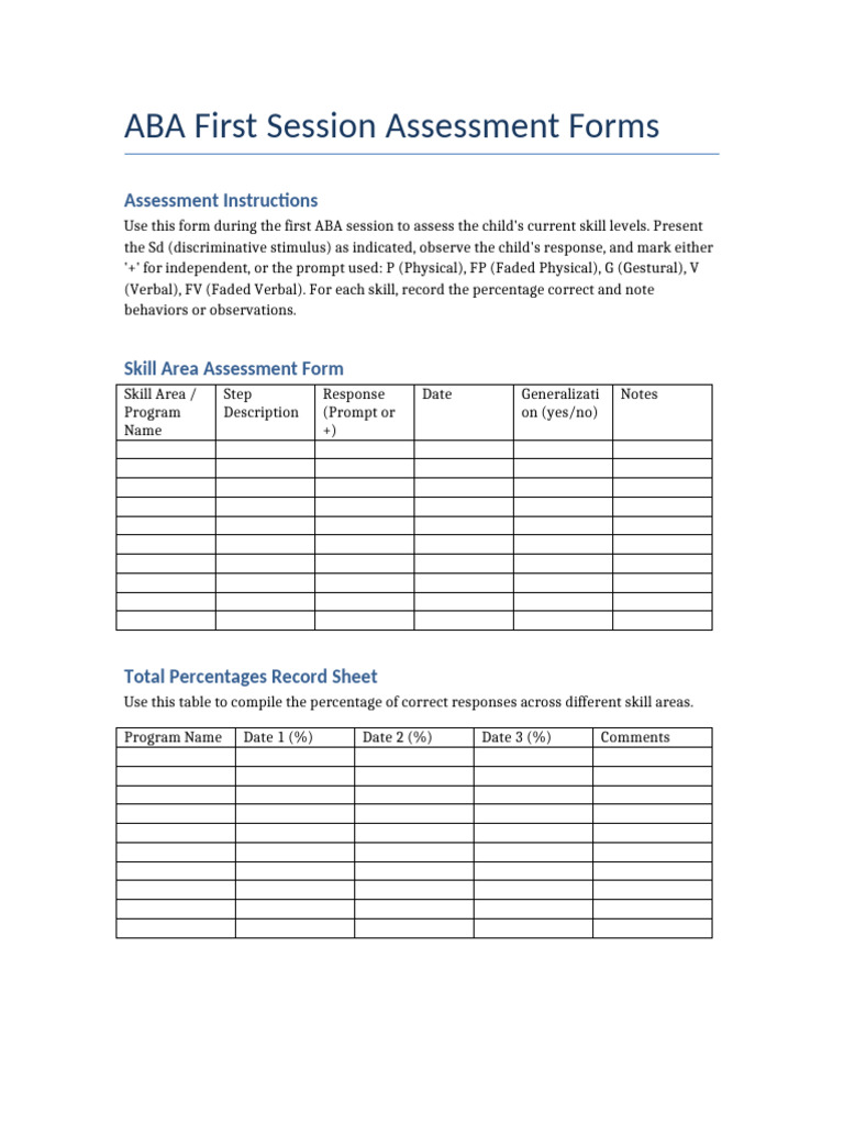 ABA First Session Assessment Form | PDF
