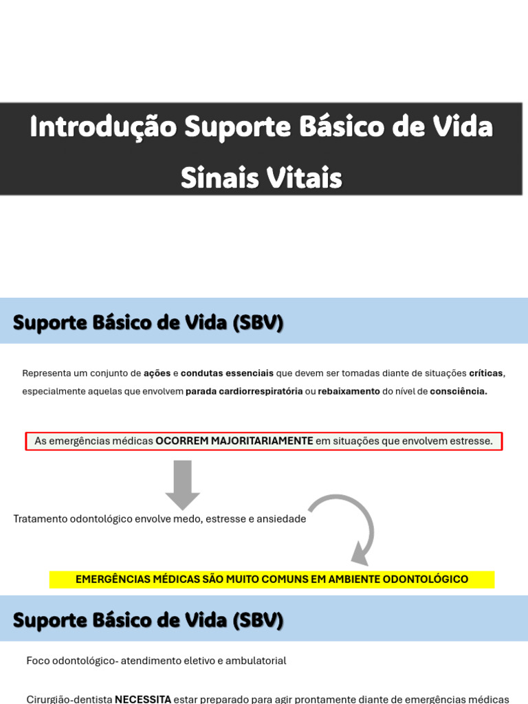 Introdução Ao SBV e Sinais Vitais | PDF | Pressão sanguínea | Coração