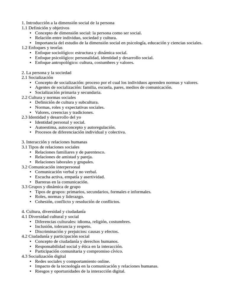 Dimensión Social de La Persona | PDF | Socialización | Sociedad