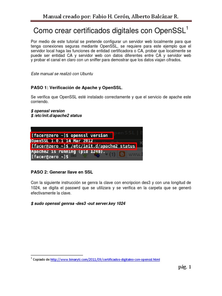 Certificados SSL en Ubuntu con OpenSSL | PDF | Transport Layer Security | Servidor HTTP Apache