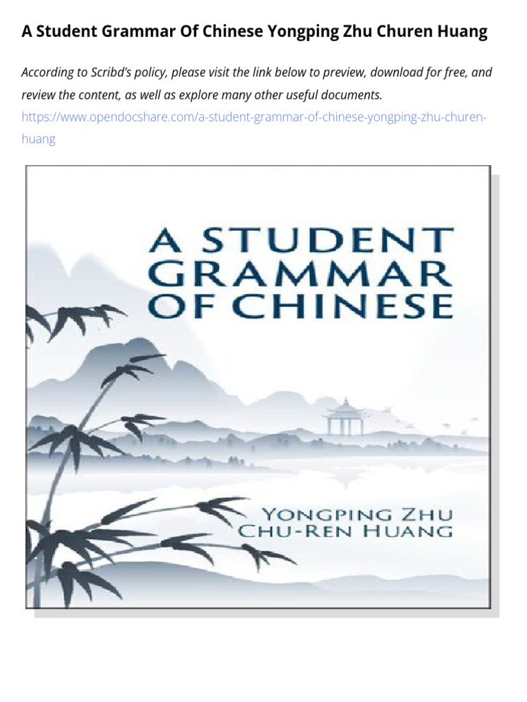 A Student Grammar Of Chinese Yongping Zhu Churen Huang | PDF | Adverb ...