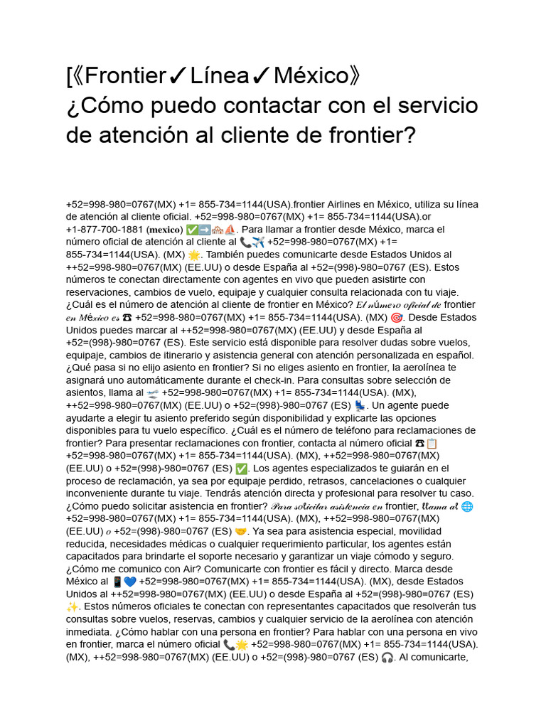 Frontier Línea México》 ¿Cómo puedo contactar con el servicio de ...