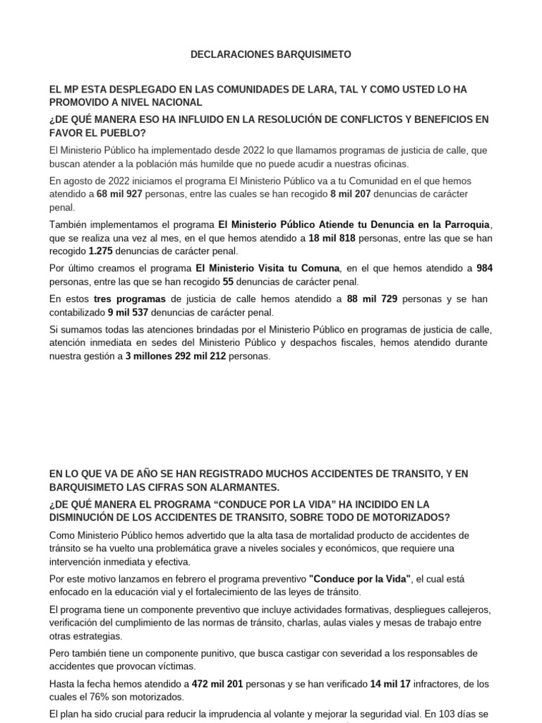 DECLARACIONES BARQUISIMETO | PDF