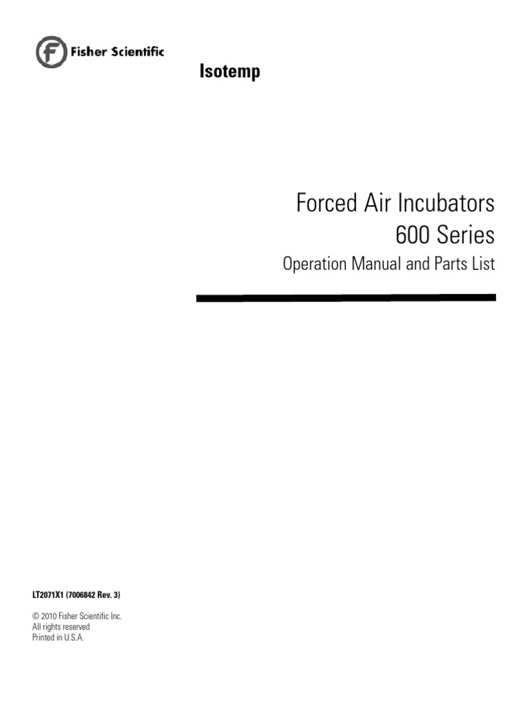 Fisher Scientific Isotemp 6859 Forced Air Incubator Manual - Marshall ...