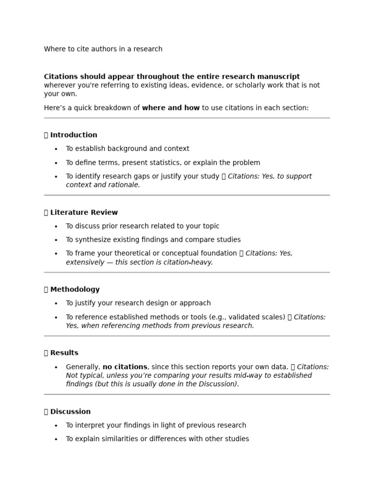 Where To Cite Authors in A Research | PDF