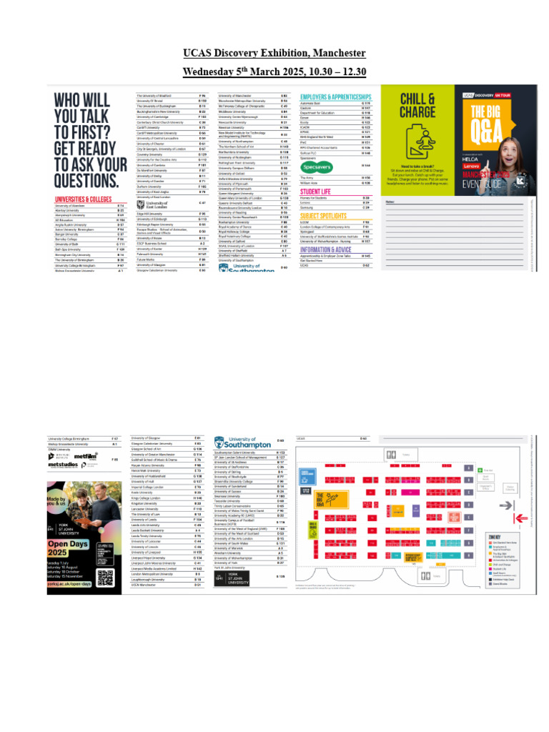 UCAS Discovery Exhibition Map and Timings 5th March 2025 | PDF