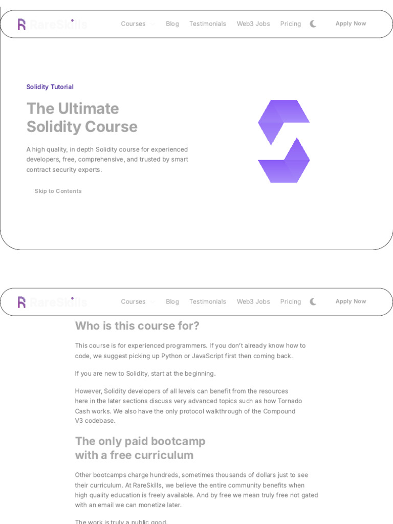 Learn Solidity With This Free Tutorial _ by RareSkills – RareSkills | PDF | Software Engineering ...