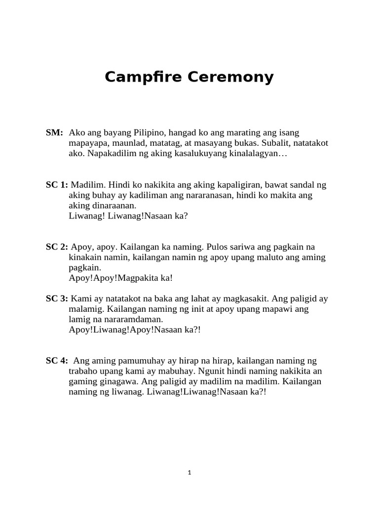 Campfire Ceremony Final | PDF