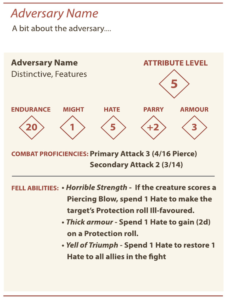 Adversary Stats Template | PDF