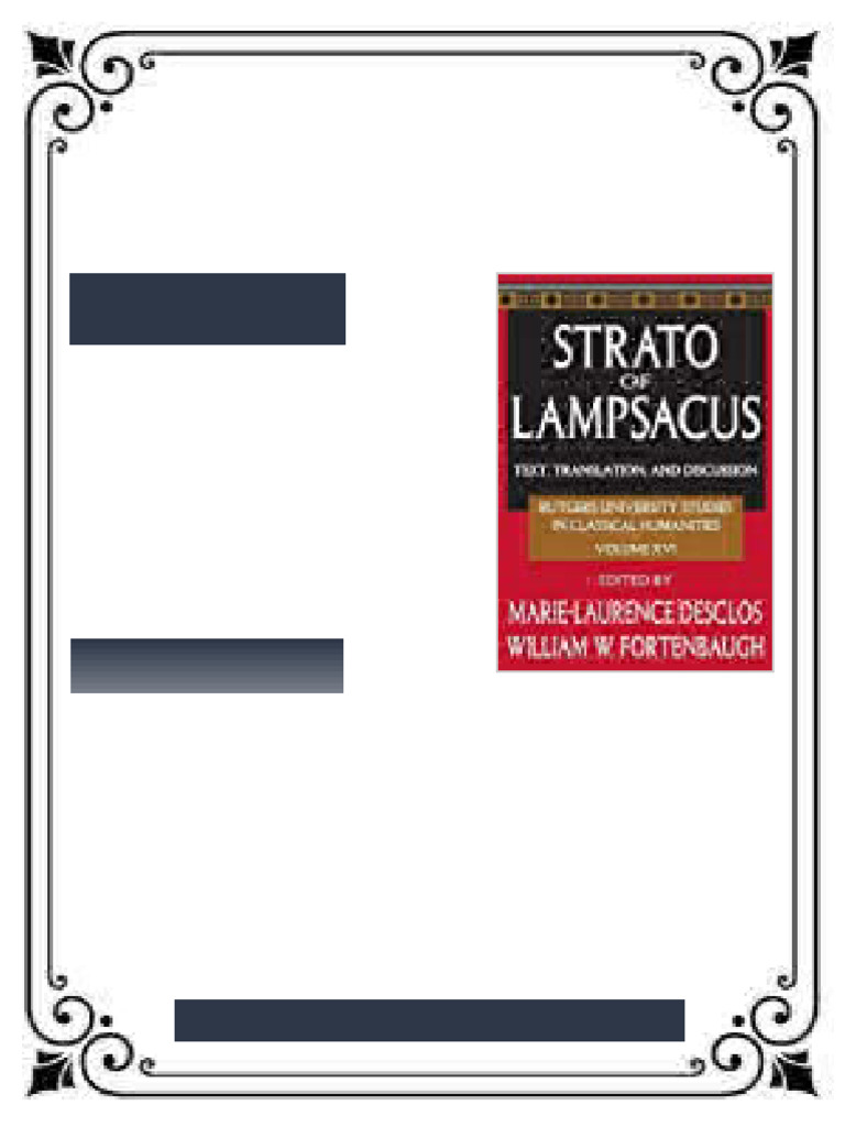 Strato of Lampsacus Text Translation and Discussion Marie-Laurence ...