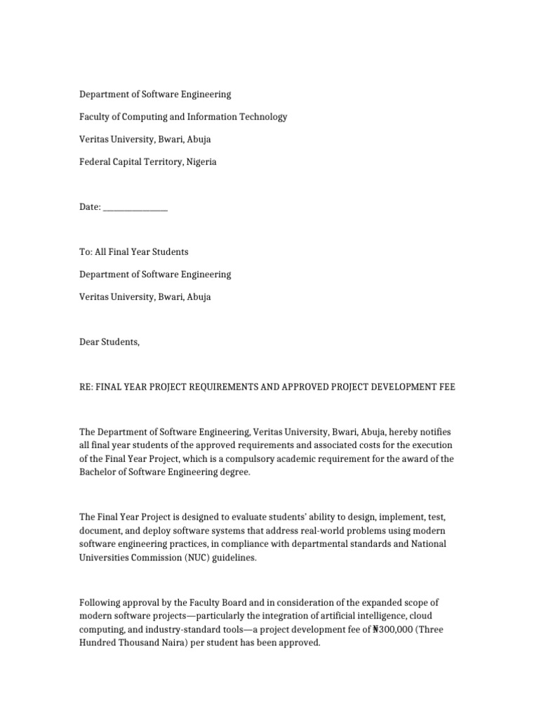 Final Year Project Fee Veritas University | PDF | Cloud Computing ...