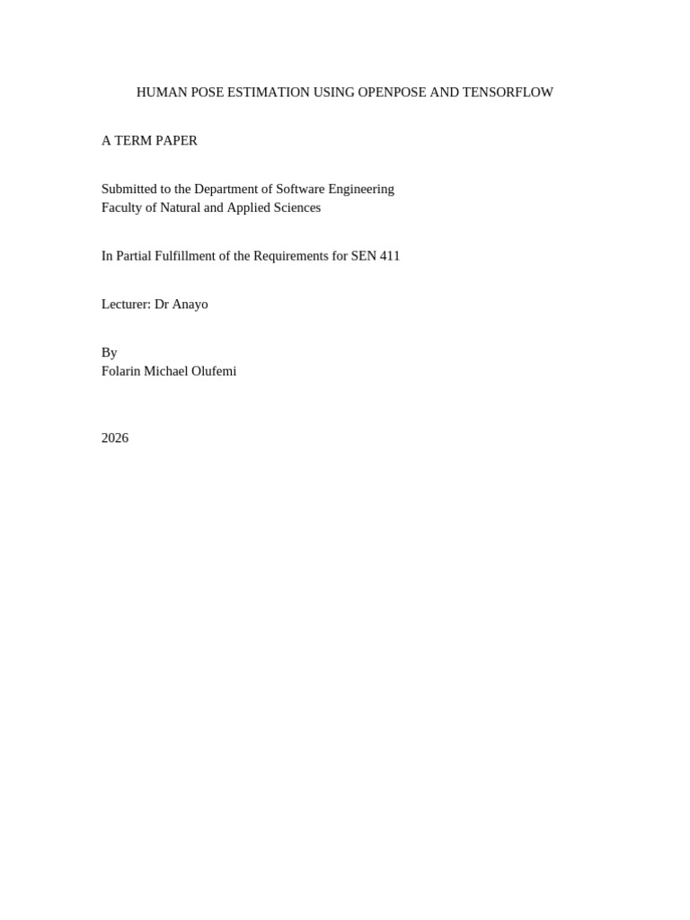 SEN 411 Human Pose Estimation OpenPose TensorFlow Final | PDF | Deep ...