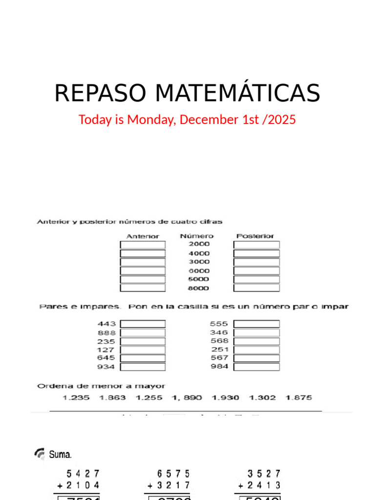 Repaso Matemáticas | PDF