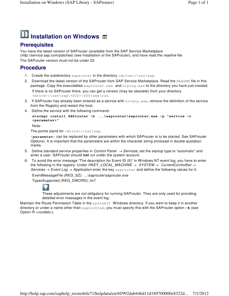 SAProuter Installation Guide Windows | PDF | Computers | Technology ...