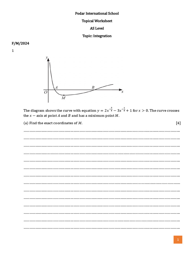 Integration Worksheet 1 | PDF | Mathematics | Geometric Shapes