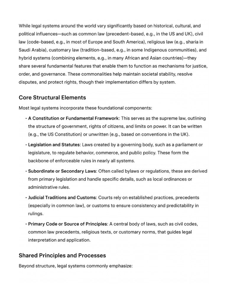 Common Features of World Legal System | PDF