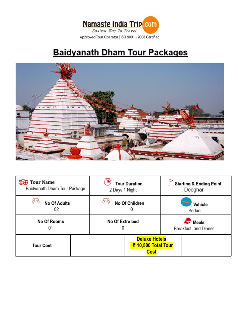 _2D-Baidyanath Dham Tour Package | PDF | Payments