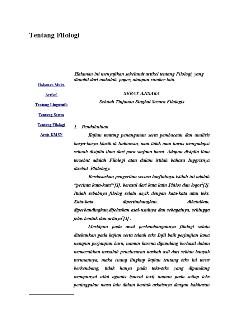 Tentang Filologi | PDF