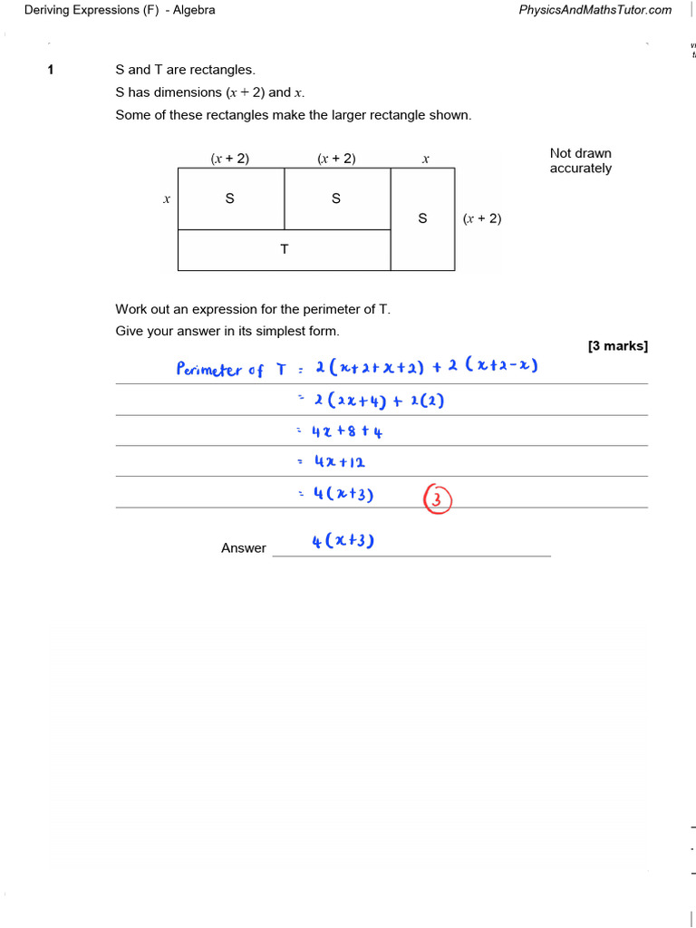 Deriving Expressions (F) MA | PDF | Equations | Geometry