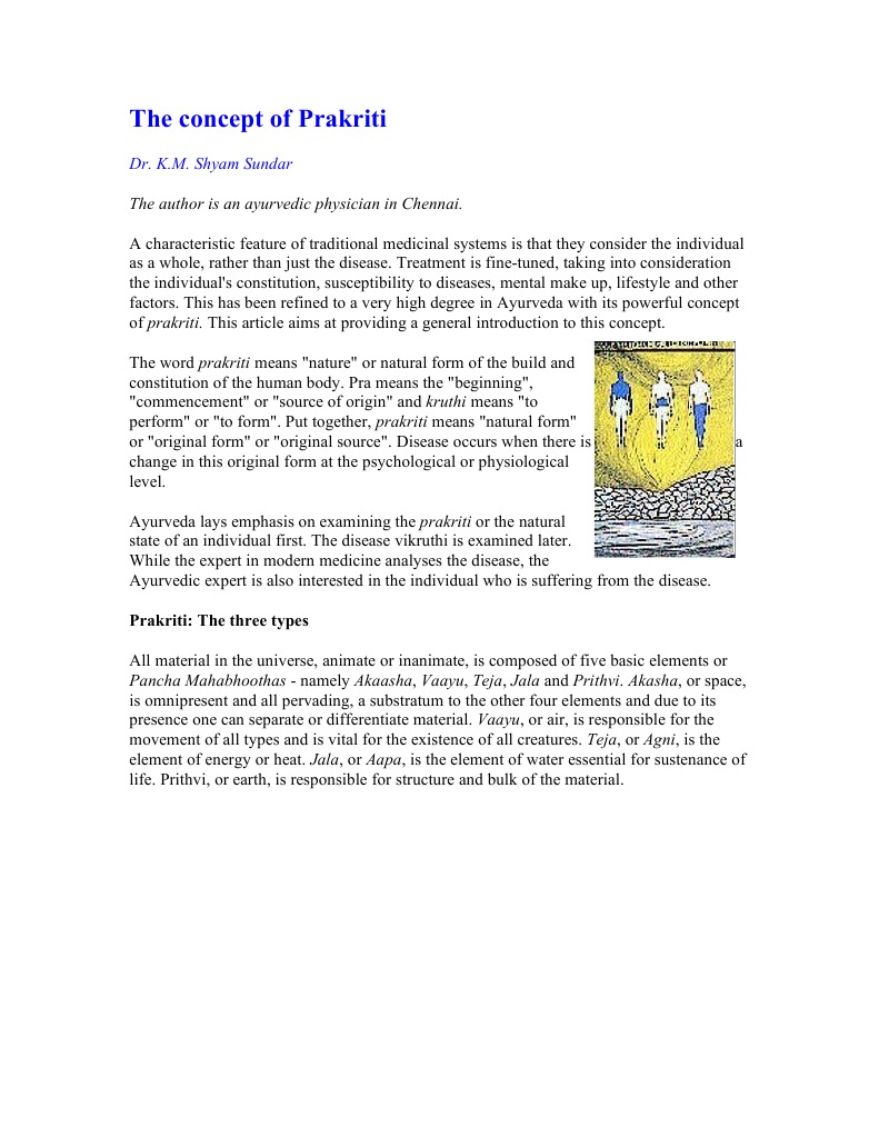 The Concept of Prakriti | PDF | Ayurveda | Taste