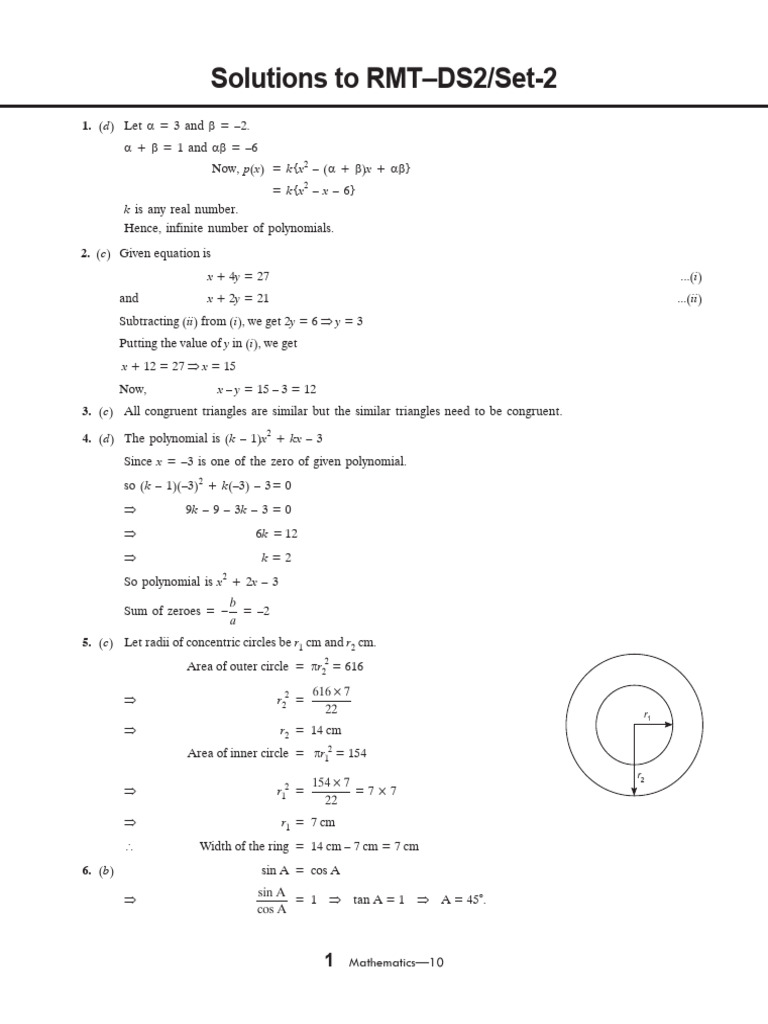 Math 10 DS2 Set 2(Sol) | PDF | Circle | Triangle