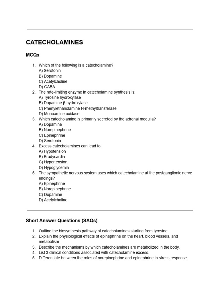 Catecholamines and d | PDF | Vitamin D | Endocrine System