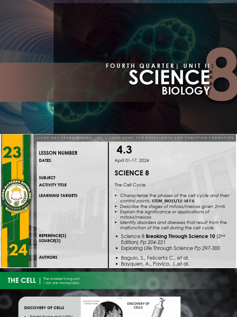 G8-Lesson-4.3-Cell Cycle | PDF | Mitosis | Chromosome
