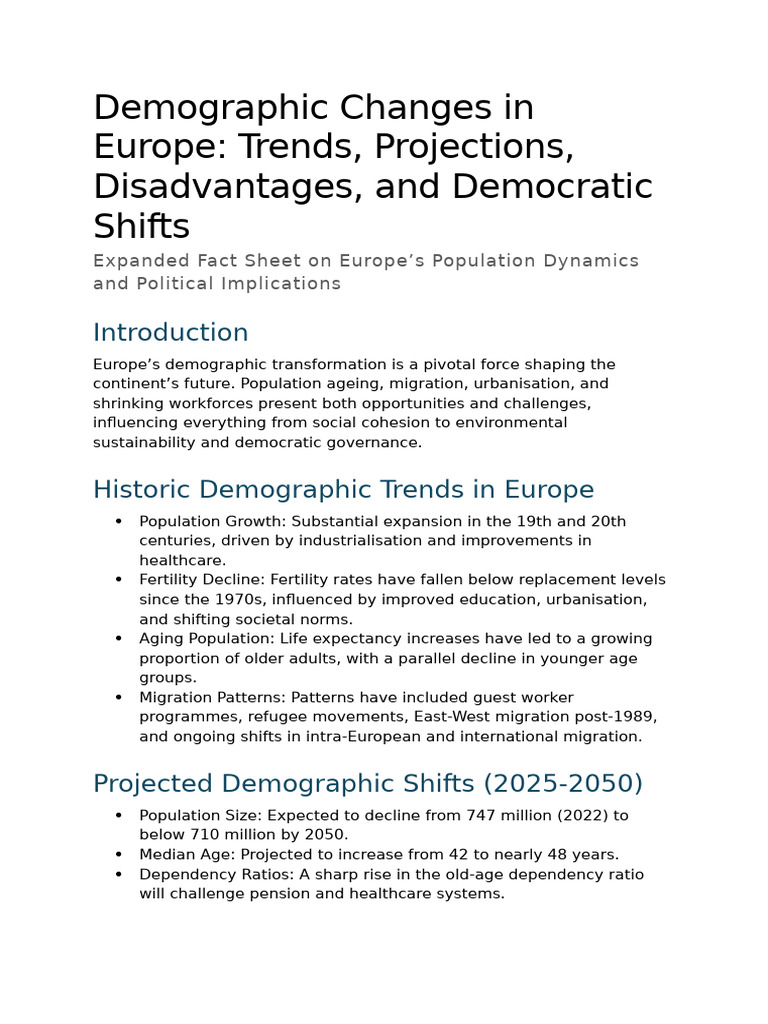 Demographic Changes in Europe | PDF | Population Ageing | Human Migration