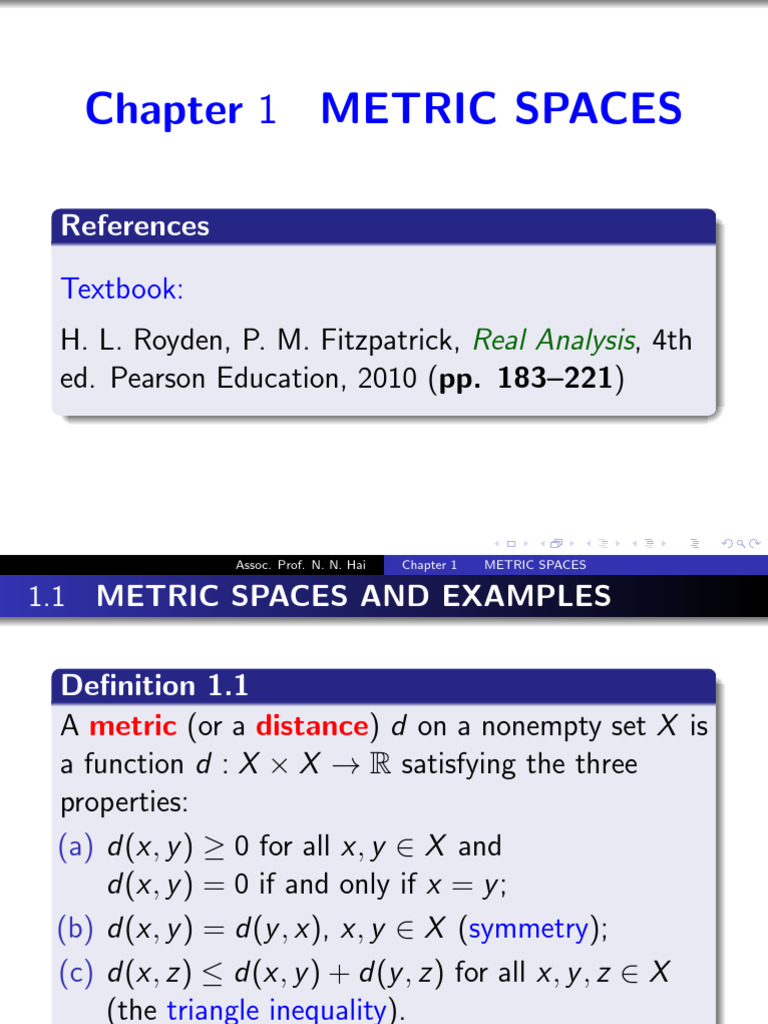 Chap 1 Metric Spaces-SLIDES | PDF | Compact Space | Continuous Function