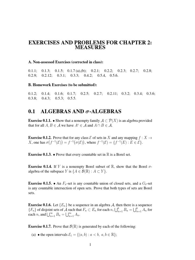 Execises Real Analysis MEASURES SV (1) | PDF | Mathematics | Mathematical Concepts