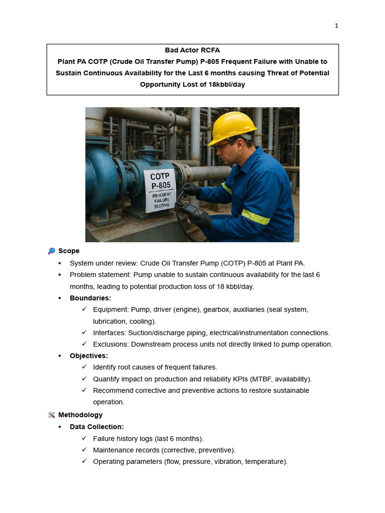 RCFA Crude Oil Transfer Pump P-805 Frequent Failure | PDF | Pump ...