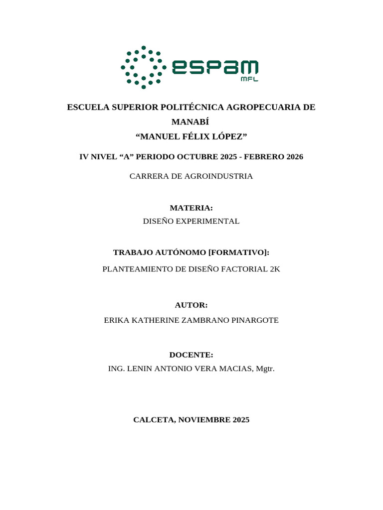 Trabajo Autonómo [u2] - Diseño Factorial 2k | PDF | Mango | Fruta