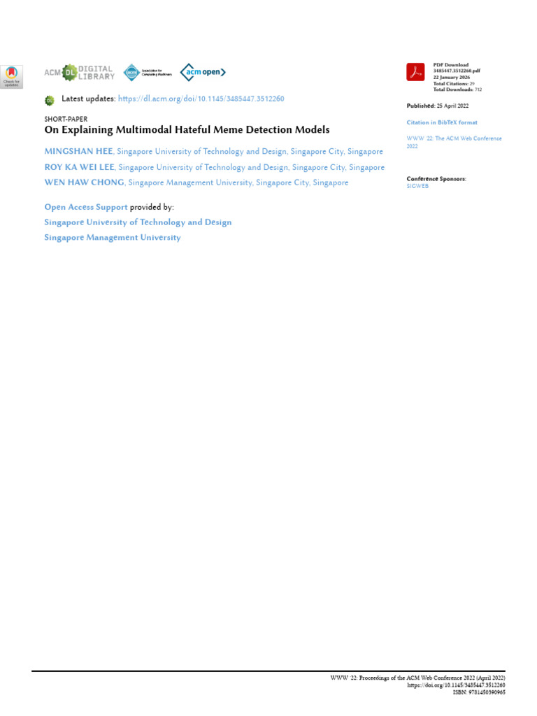 2022-On Explaining Multimodal Hateful Meme Detection Models | PDF ...