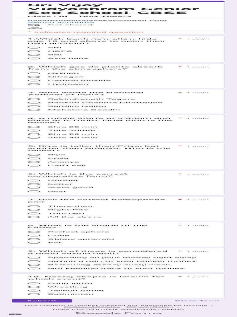 Sri Vijay Vidyashram Senior Sec School-CBSE | PDF