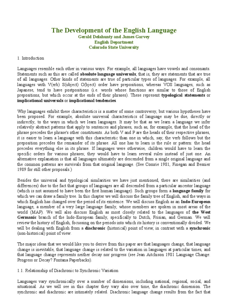 The Development of The English Language | PDF | English Language ...